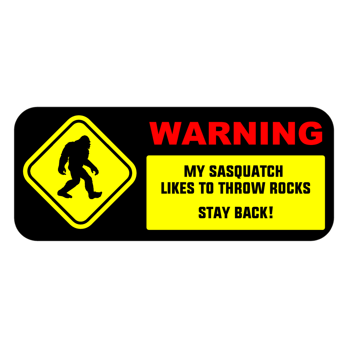 Sasquatch Throws Rocks 3" x 7" Bumper Sticker - Universal – 21 Offroad